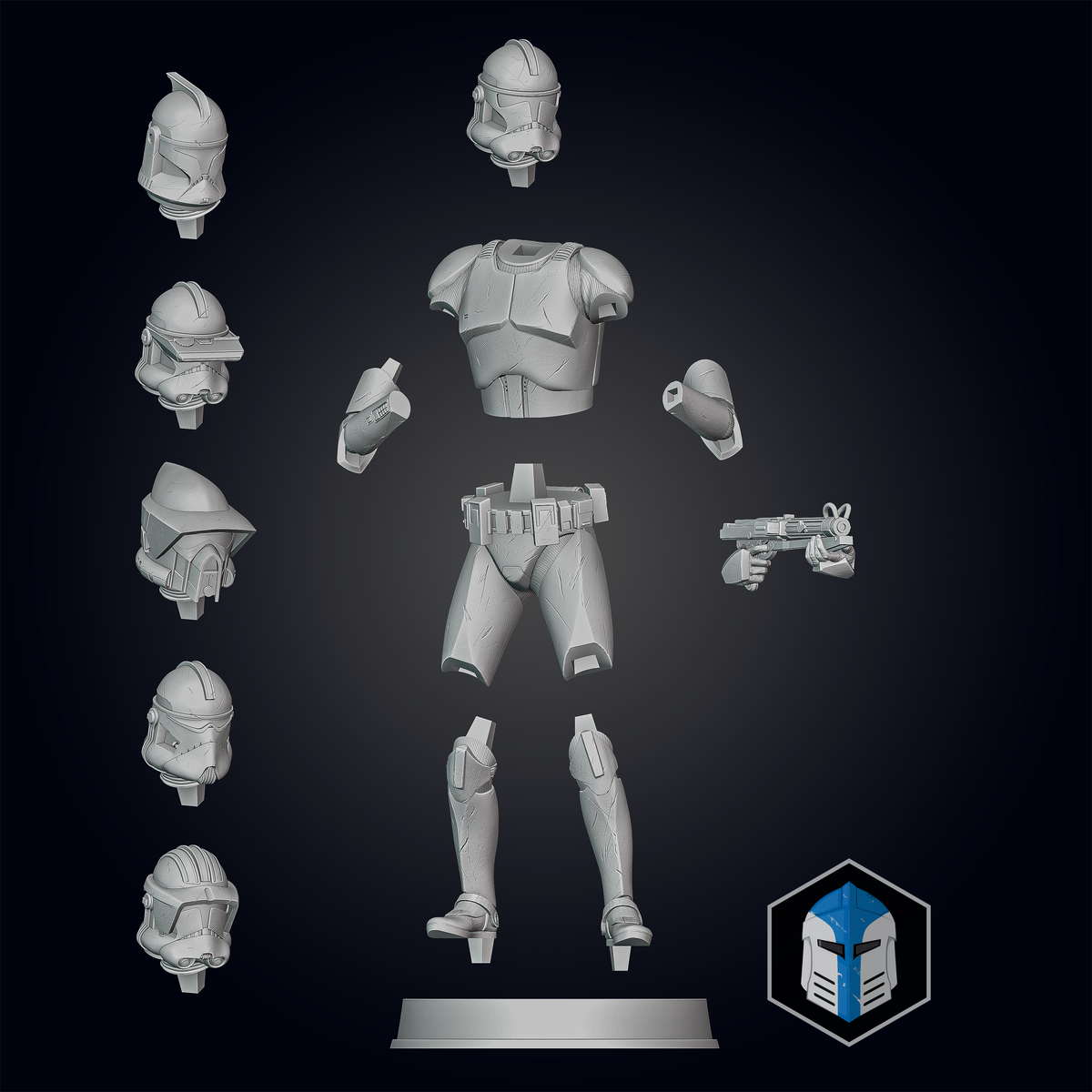 Clone Trooper Figurines - Pose 4 - 3D Print Files – Galactic Armory